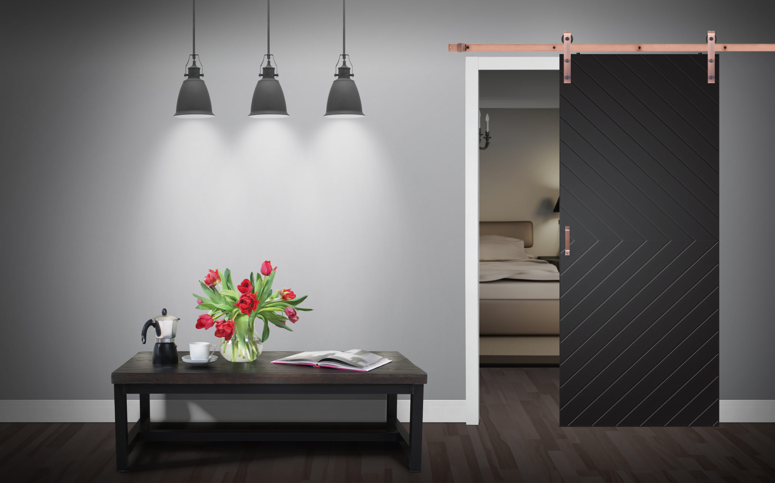 Sherwood Arrow Design Complete Barn Door Kit with Mix and Match Hardware - Renin