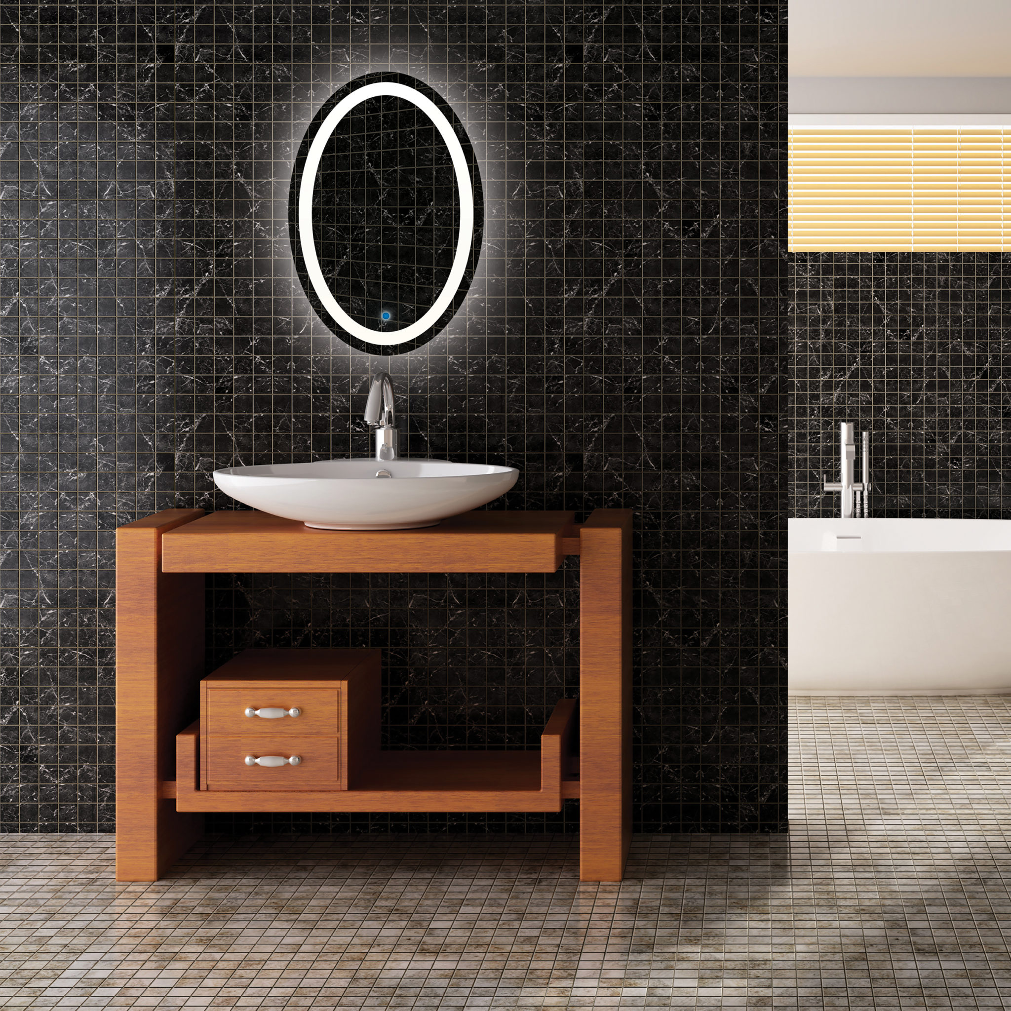 Florence Inset Frame Backlit Oval Mirror - Renin LED Mirrors