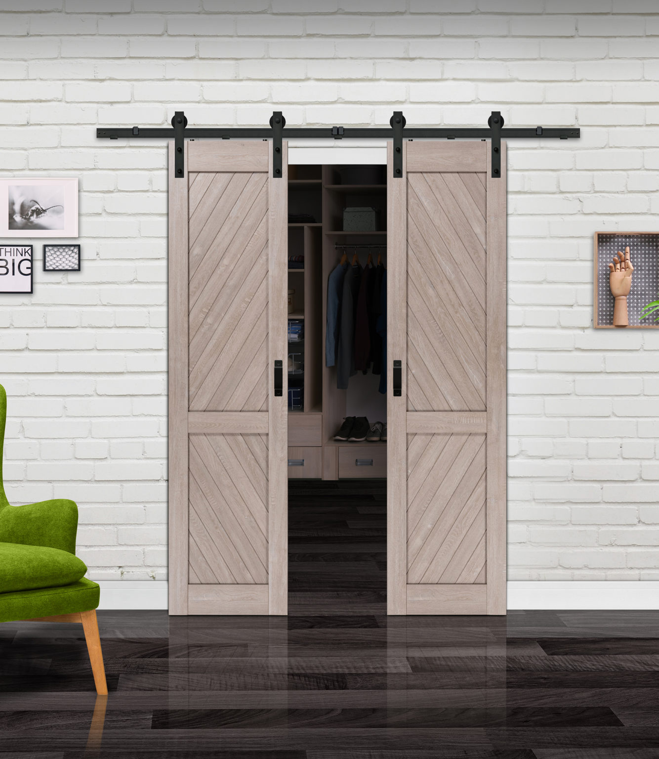 Herringbone Chevron – Design Complete Barn Door Kit - Renin Heritage ...